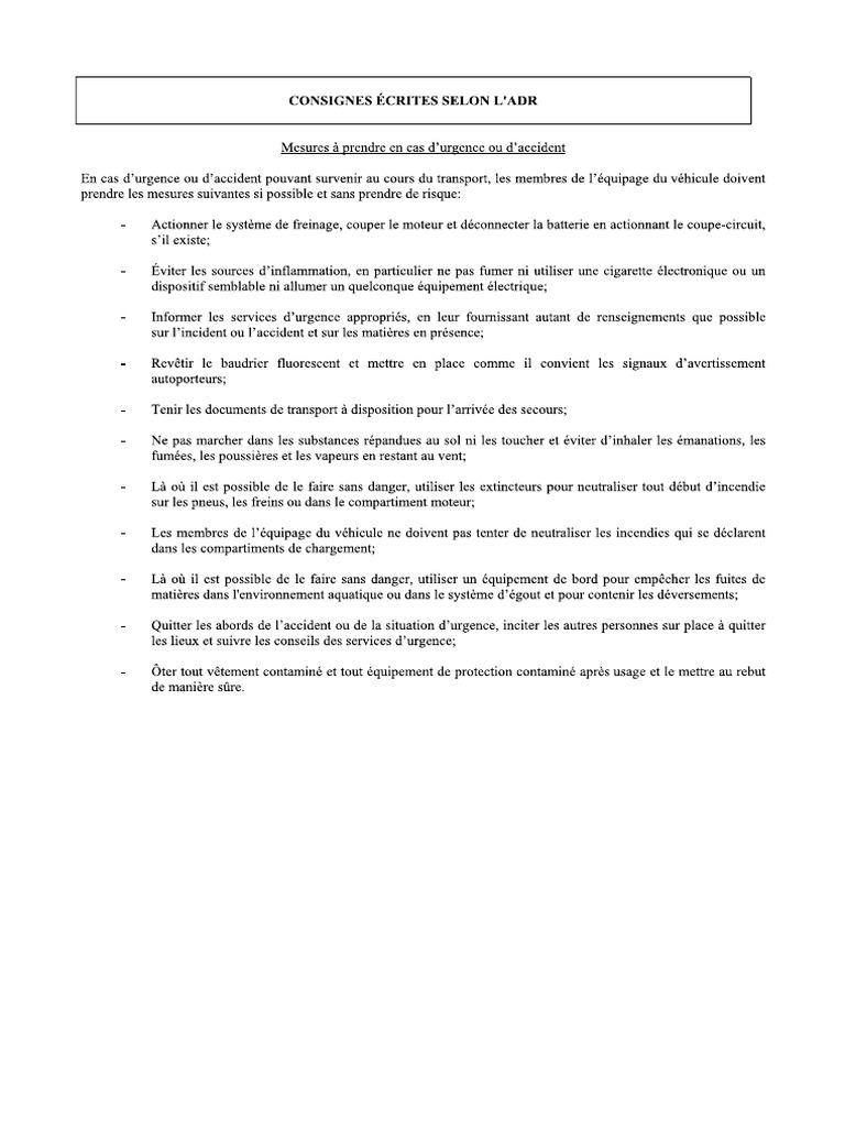 Consigne ADR | PDF