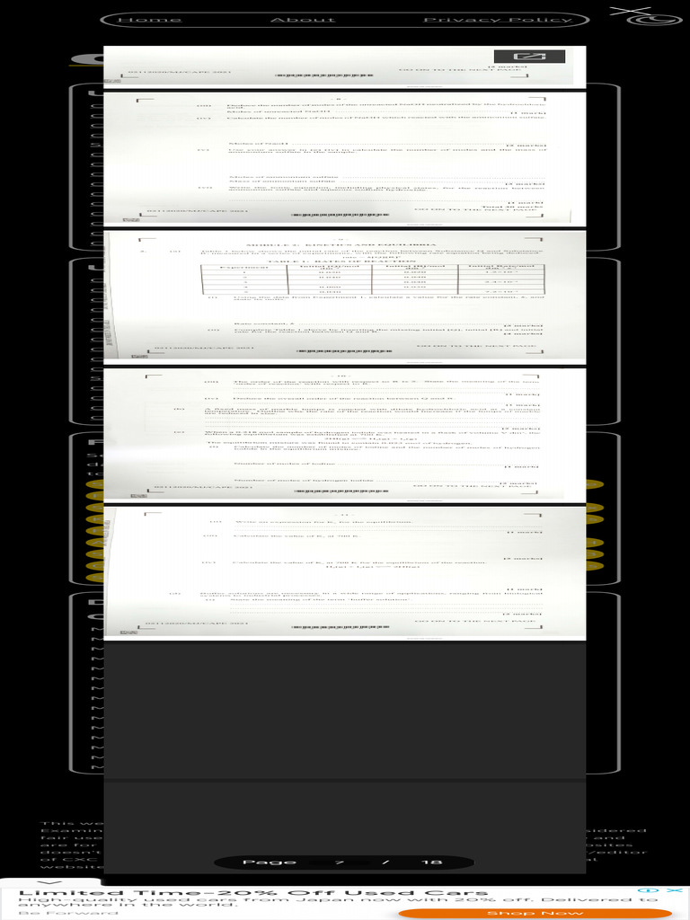 CAPE Chemistry CXC Prep 3 | PDF | Chemistry | Chemical Equilibrium