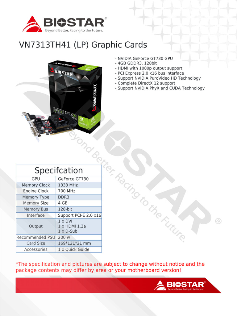 Biostar VN7313TH41 (LP) Spec | PDF