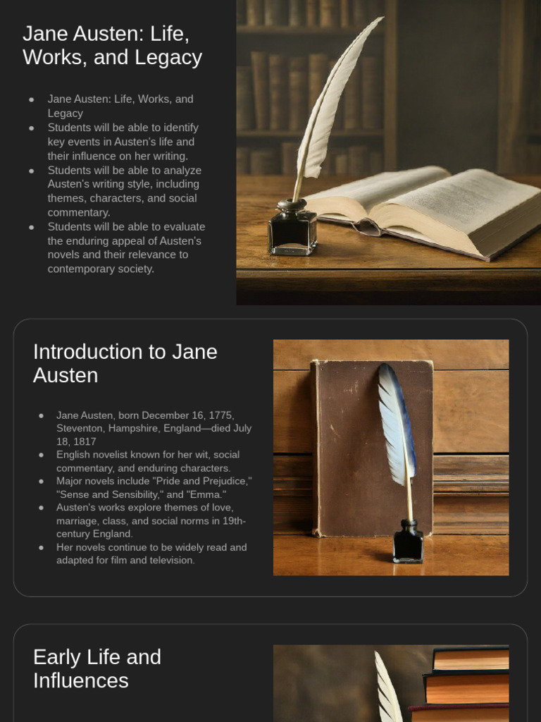 Jane Austen: Life, Works, and Legacy | PDF | Jane Austen | Sense And ...