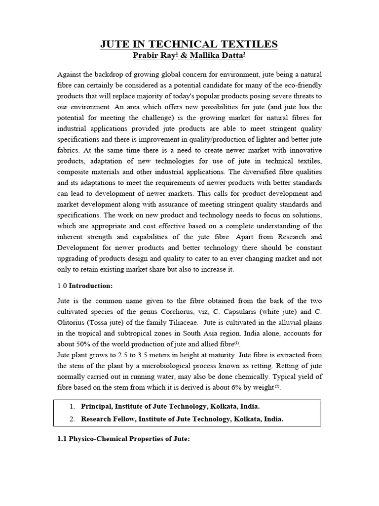 Jute in Technical Textiles | PDF | Textiles | Soil