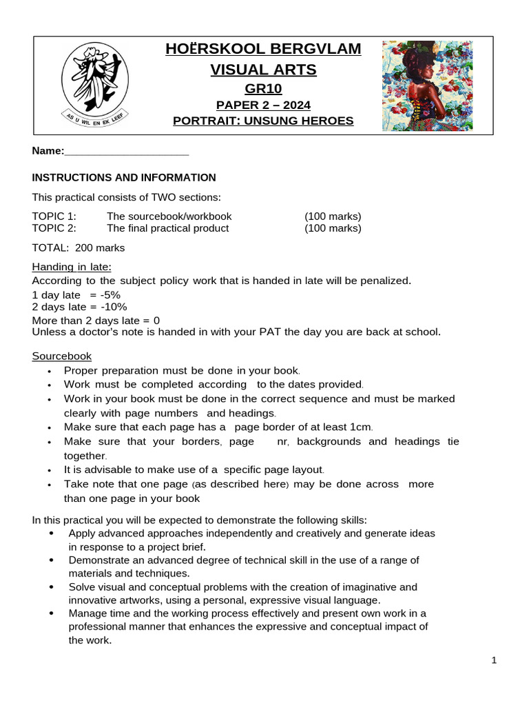 10 Visual Arts Paper 2 2024 | PDF | Composition (Visual Arts) | Drawing