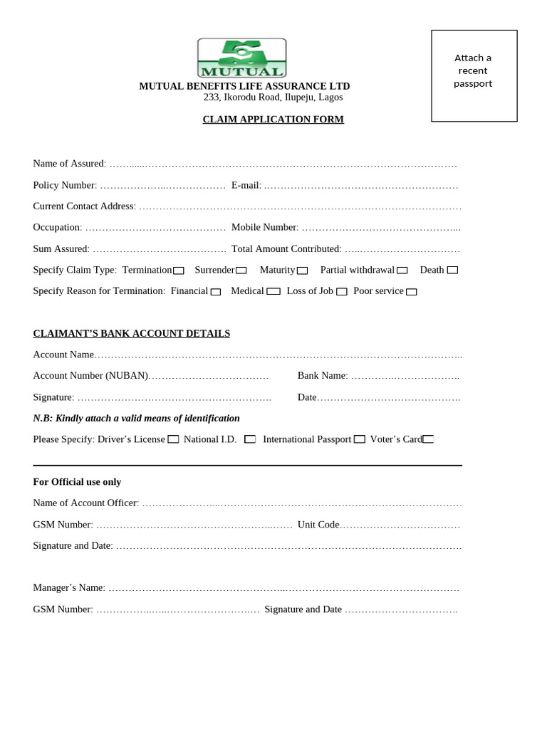New Claim Form | PDF | Finance & Money Management