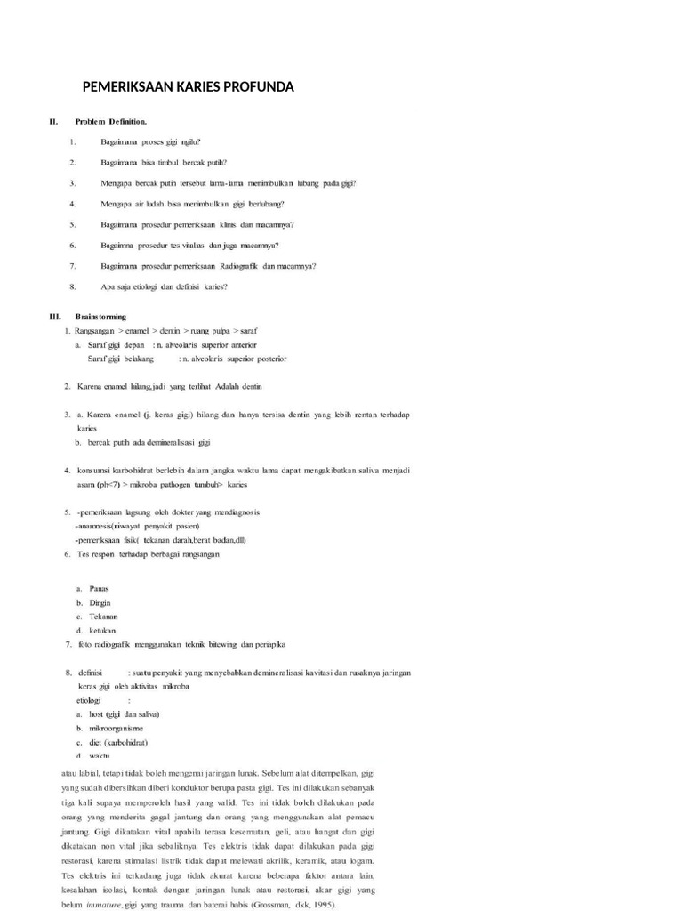 Pemeriksaan Karies Profunda | PDF | Sains & Matematika