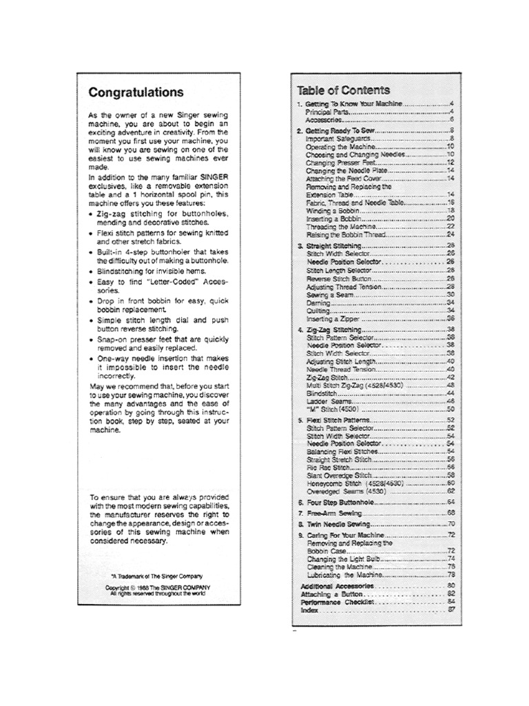 Singer 6215C Manual English Only | PDF