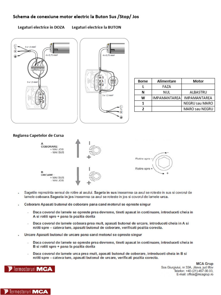 Schema de Conexiune Motor Electric La Buton | PDF