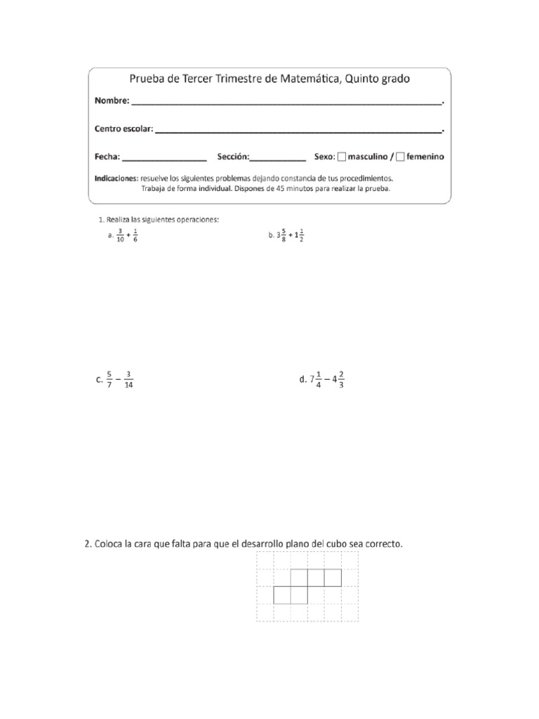 Pruebas Finales de Matematica 2024 | PDF