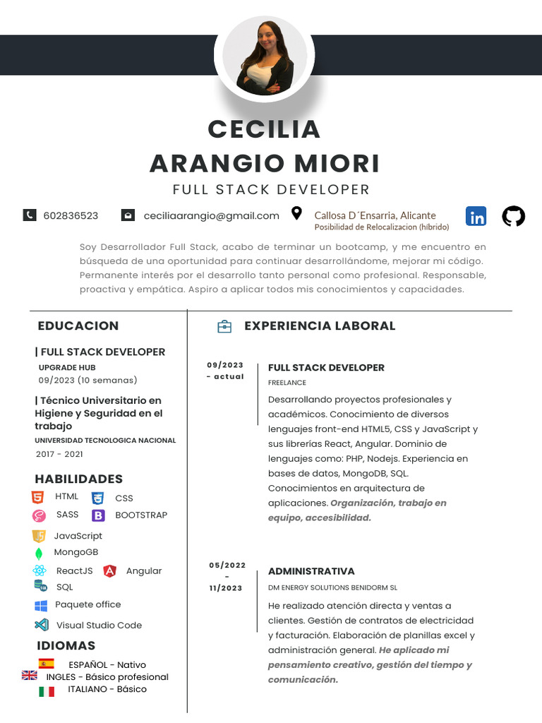 CV Arangio Cecilia | PDF | Informática