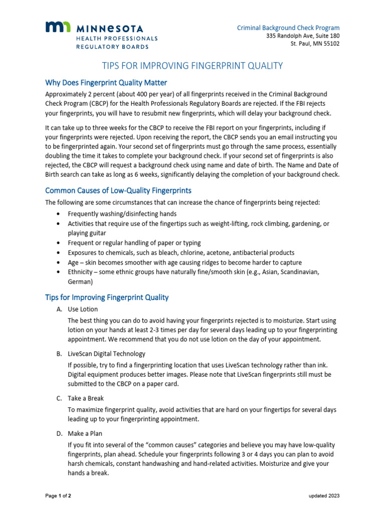 Tips For Improving Fingerprint Quality v2 - tcm21-397431 | PDF ...