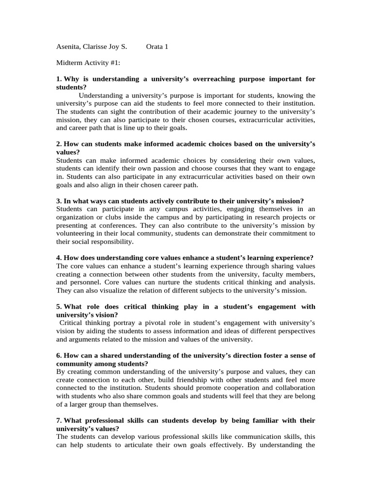 Group 3 Midterm Activity No.1 | PDF | Goal | Critical Thinking