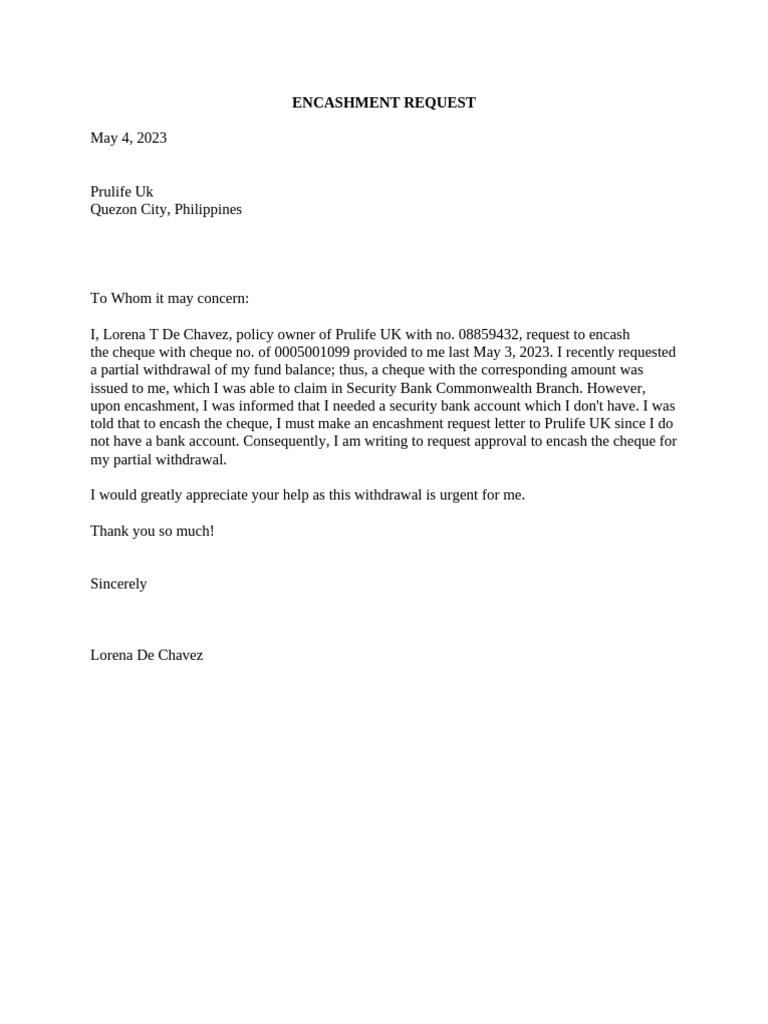 Encashment Request | PDF