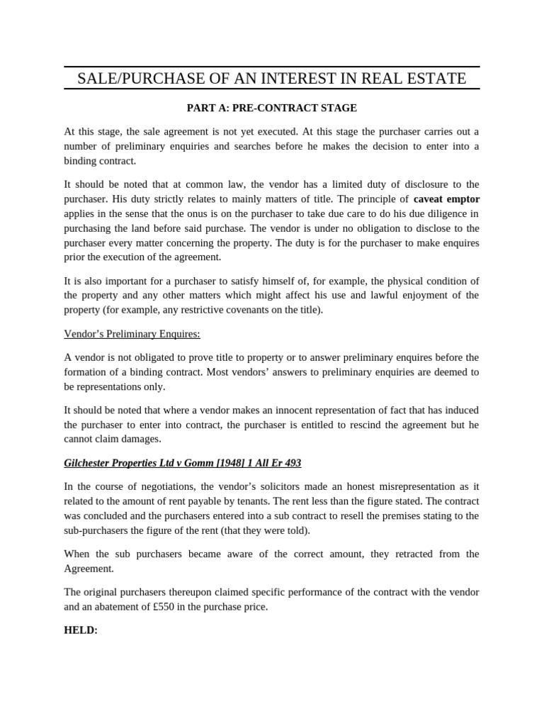 Sale and Purchase Outline | PDF | Misrepresentation | Taxes