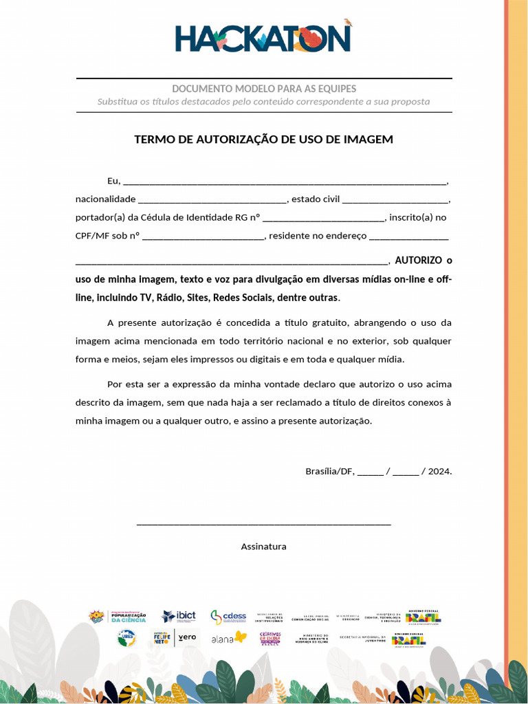 Modelo Termo de Autorizacao Uso Imagem | PDF