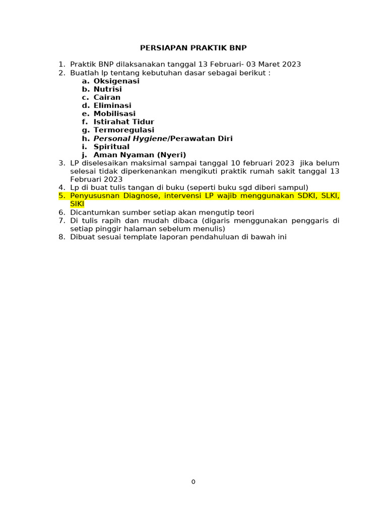 Panduan LP Dan Persiapan Praktik BNP | PDF