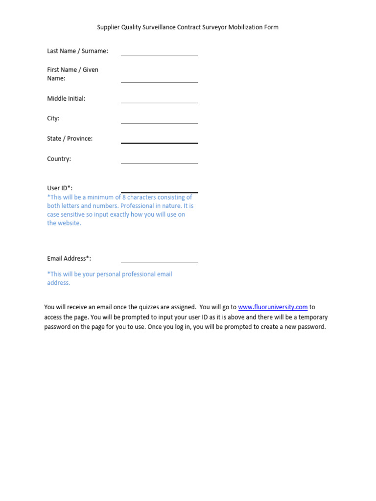 Surveyor Mobilization Form Completed | PDF