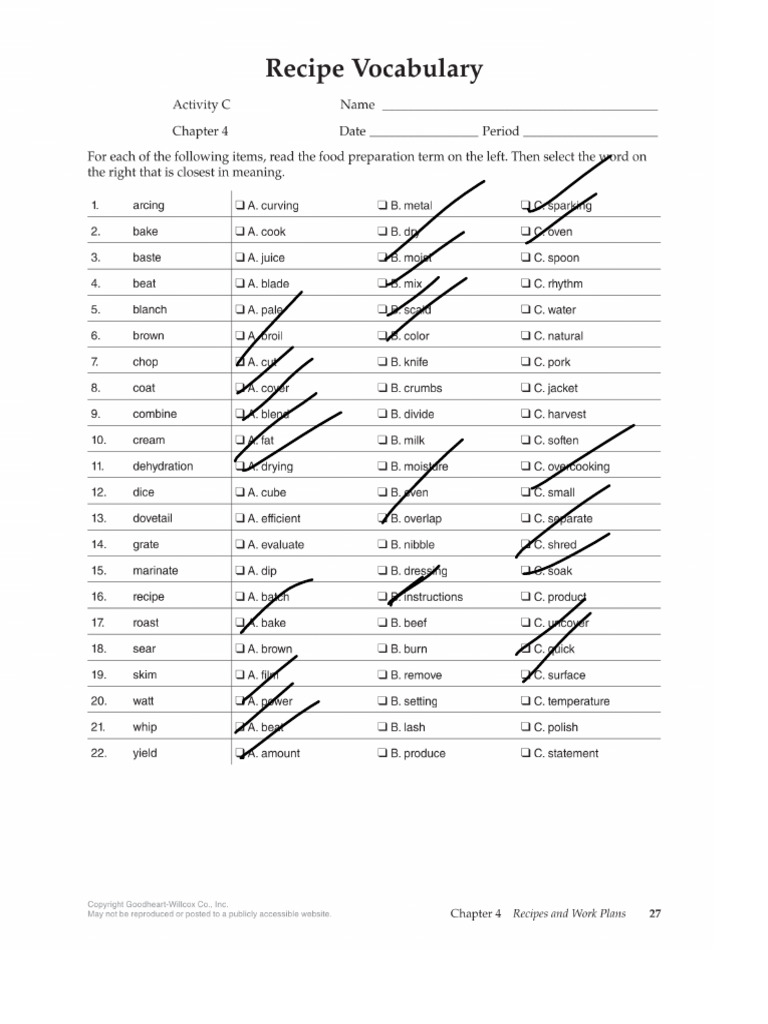 Recipe Vocabulary | PDF