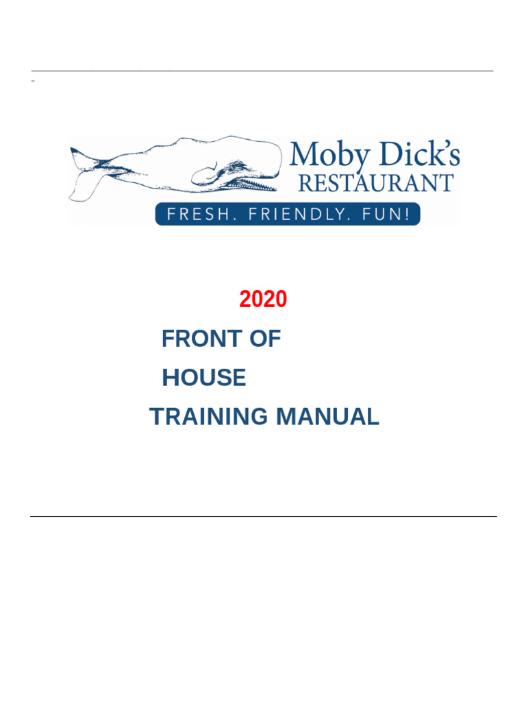 Mobys FOH Training Doc 2020 | PDF | Menu | Restaurants