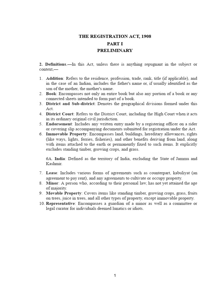 Overview of the Registration Act 1908 | PDF | Will And Testament | Lawsuit