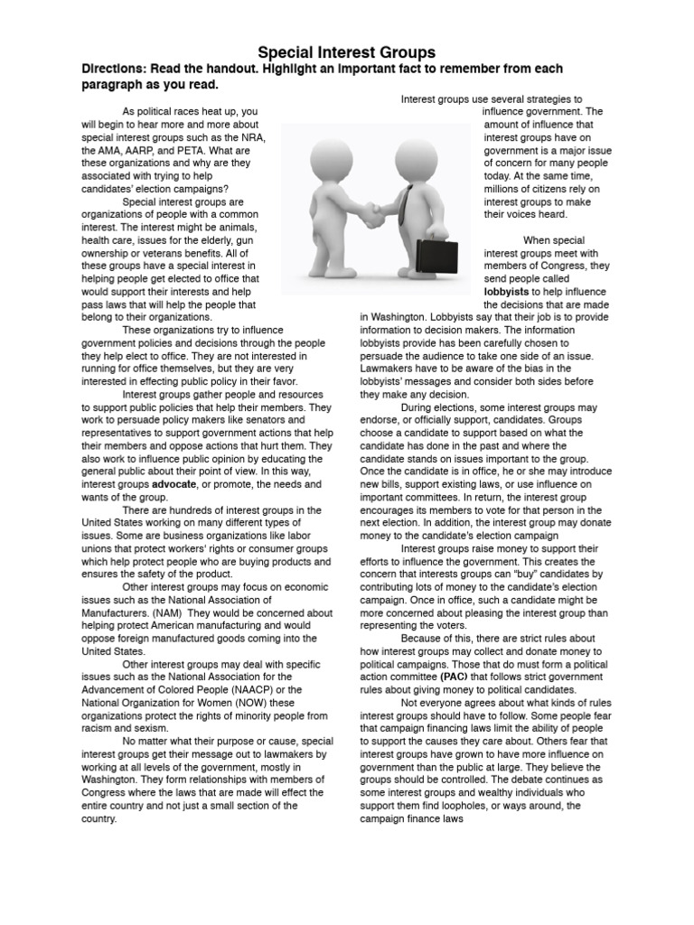 Understanding Special Interest Groups | PDF | Elections | Campaign ...