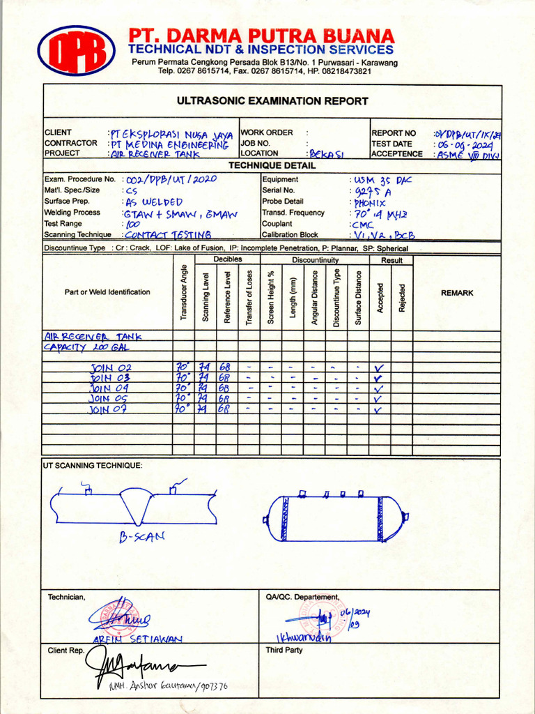 Ultrasonic Examination Report | PDF