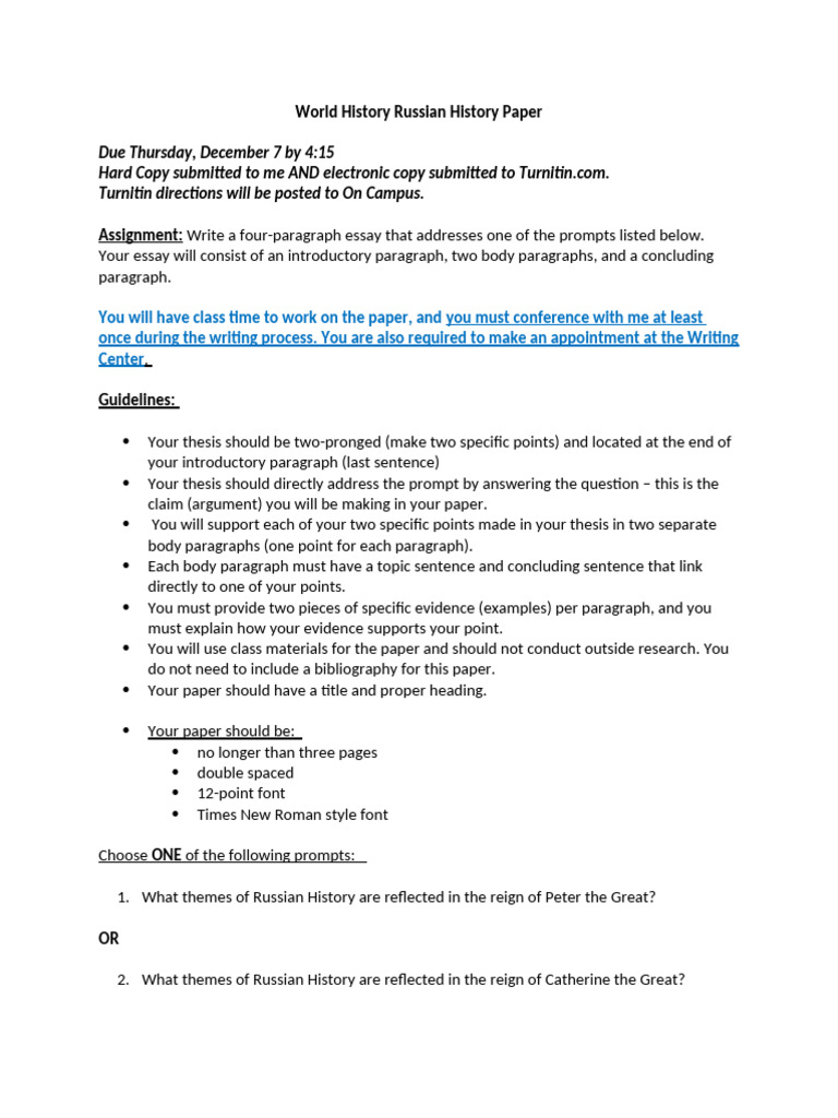 World History Russian Absolutism Paper | PDF | Paragraph | Essays