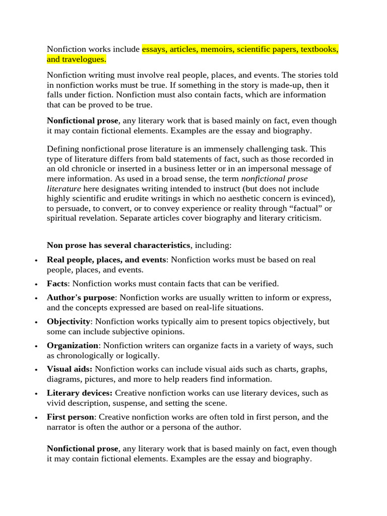 Nonfictional Prose | PDF | Non Fiction | Writing