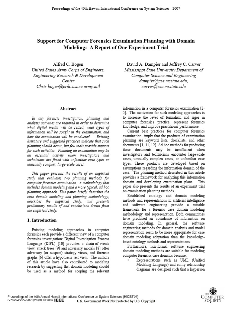 Support For Computer Forensics Examination Planning With Domain ...