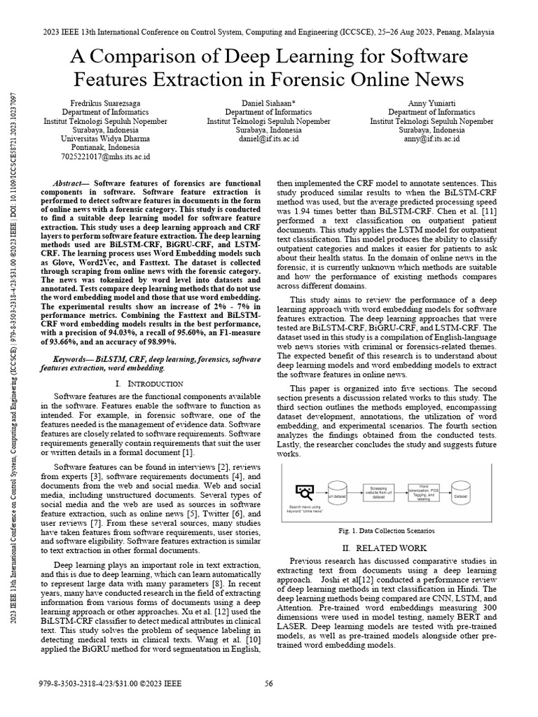 A Comparison of Deep Learning For Software Features Extraction in ...