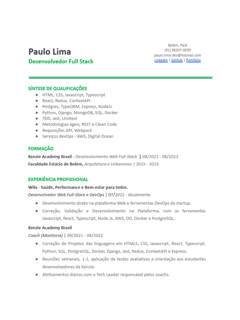 Paulo Lima: Desenvolvedor Full Stack | PDF | Script Java | Postgre SQL