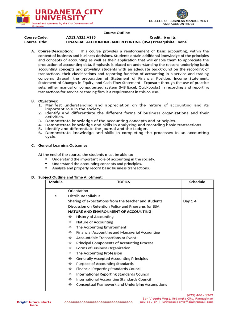 Course Outline FAR PCV 4.docx 8102024 | PDF | Debits And Credits ...