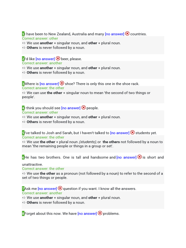 Other, Another - Answers | PDF | Language Arts & Discipline