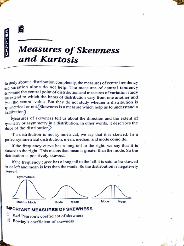 Chapter 6 Measures of Skewness and Kurtosis | PDF | Skewness | Mode ...