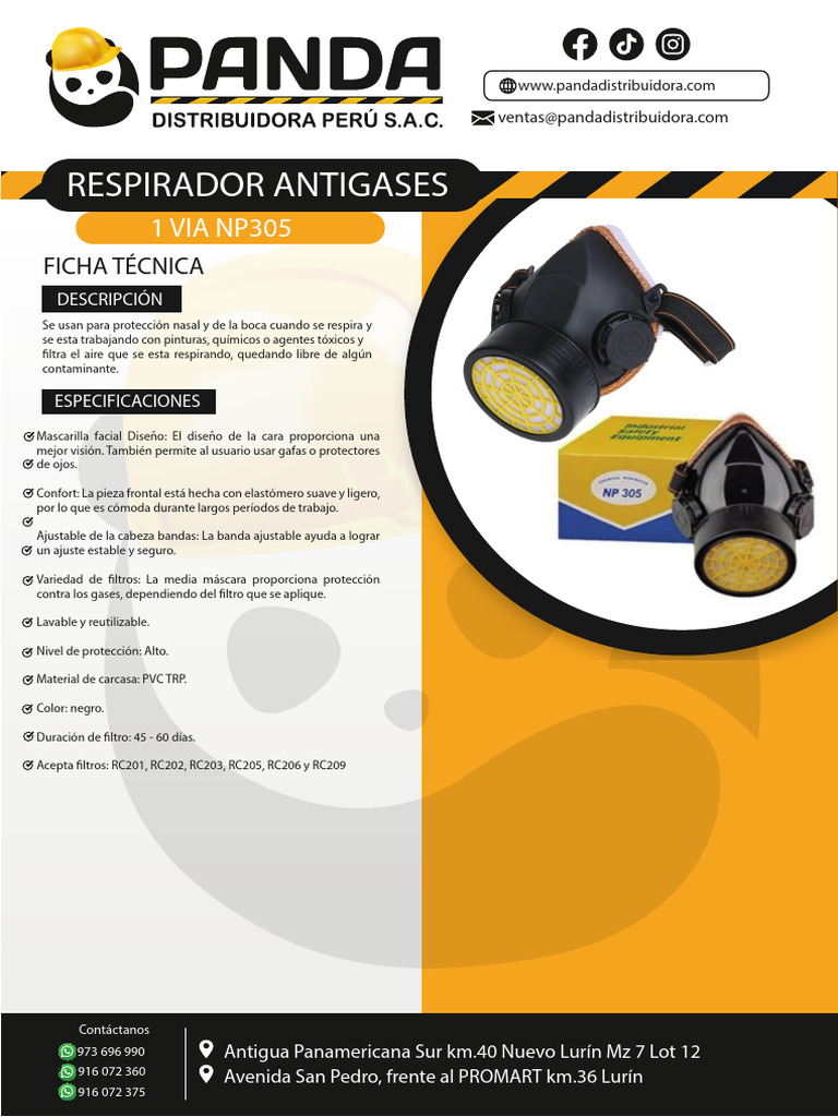 Ficha Técnica del Respirador NP305 | PDF | Tecnología