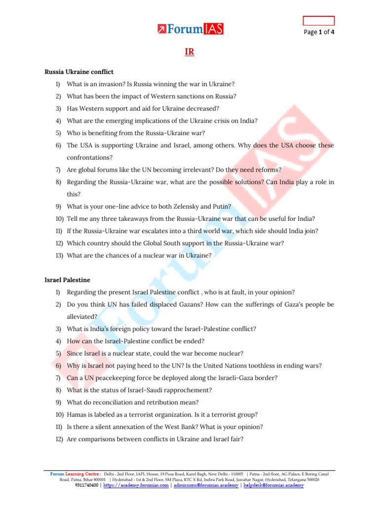 23 12 Interview Class Questions Set 3 | PDF | United Nations ...