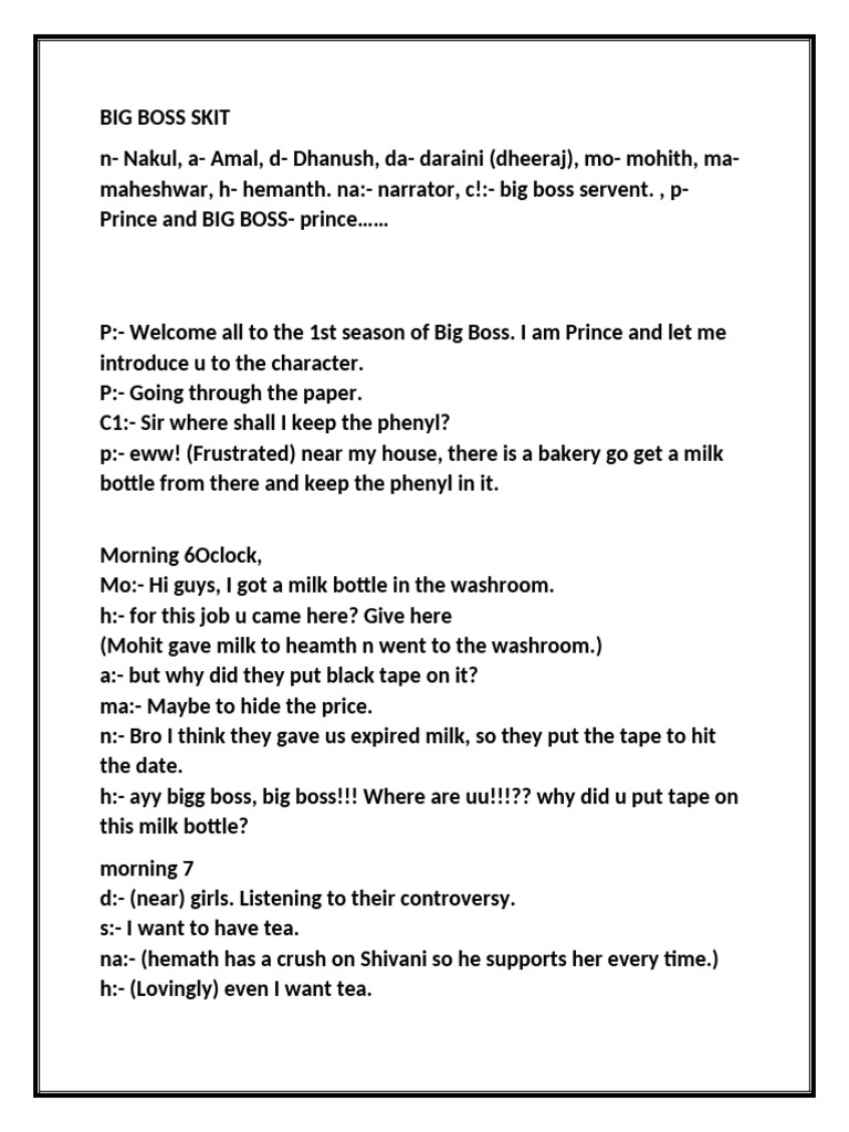 Big Boss Skit | PDF