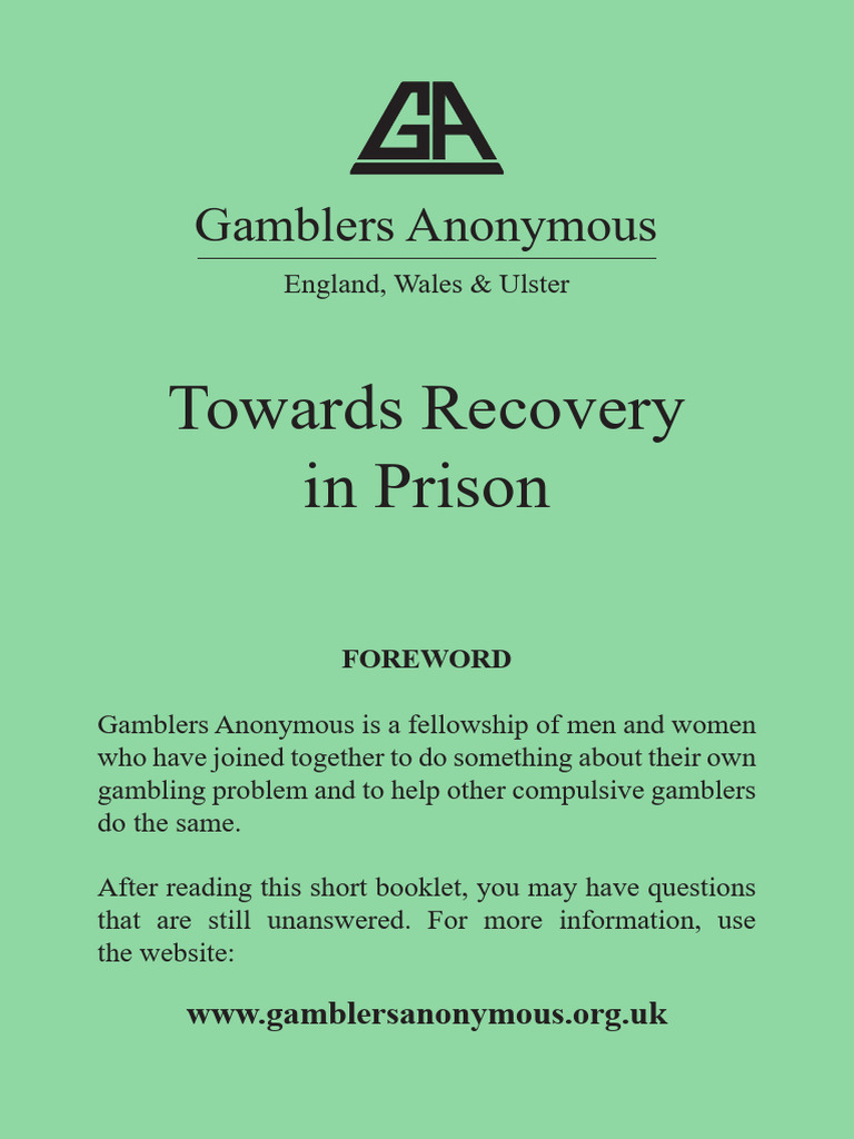 GA17 JUL 20 Towards Recovery in Prison A6 Booklet 183 | PDF | Gambling | Problem Gambling