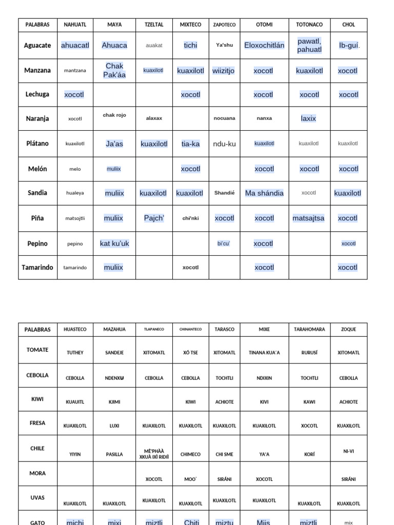 Palabra de Diferentes Dialectos | PDF | Mesoamerica | Culture Of The ...