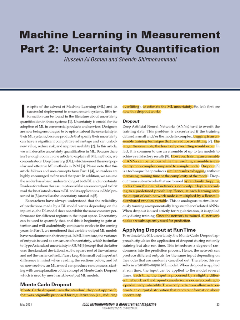 Machine Learning in Measurement Part 2 Uncertainty Quantification | PDF | Mean Squared Error ...