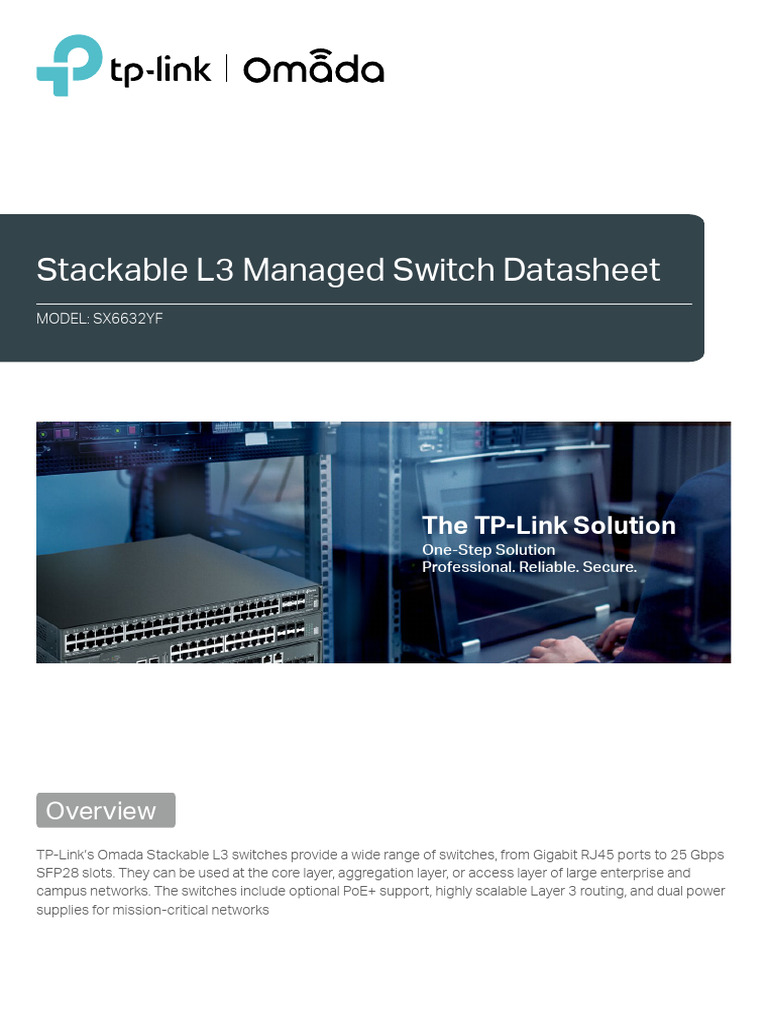 Omada L3 Switch SX6632YF Datasheet | PDF | Ip Address | Network Switch