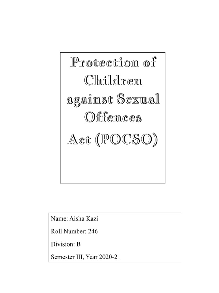 POCSO Act | PDF | Crimes | Crime & Violence