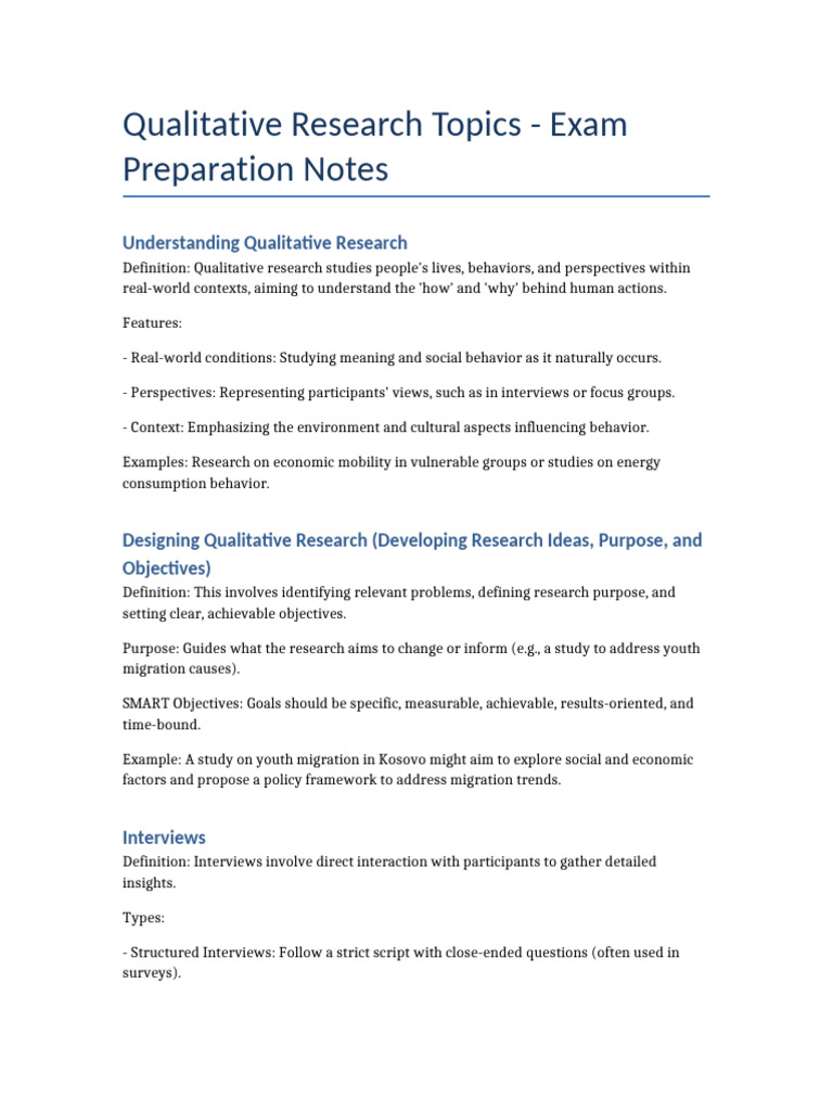 Qualitative_Research_Topics_Exam_Notes | PDF | Focus Group ...