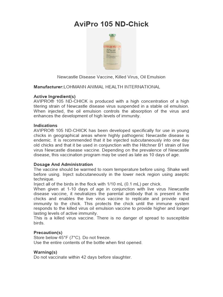 PDF AviPro 105 ND Chick | PDF