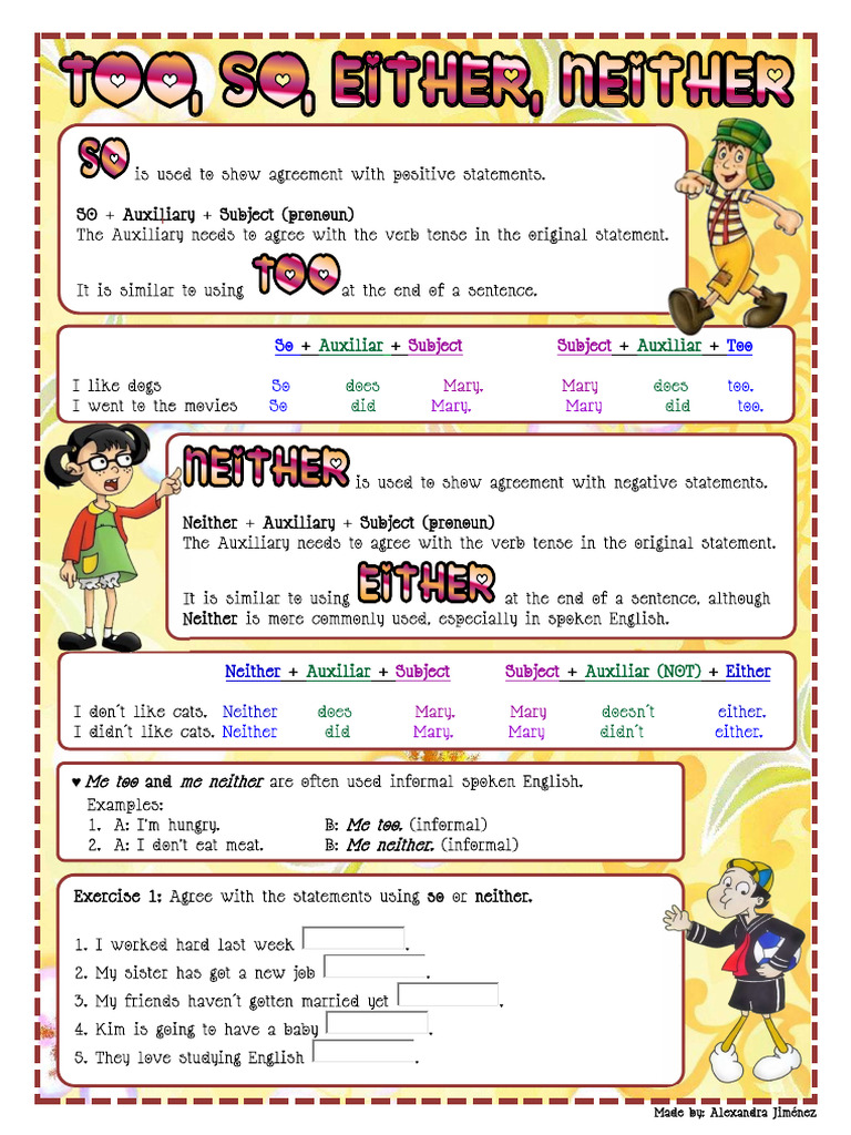 So Too Either Neither - Kids | PDF