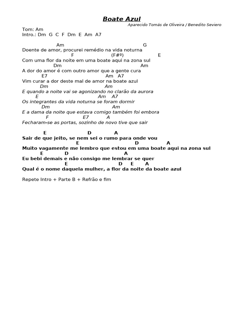 Boate Azul Cifra | PDF