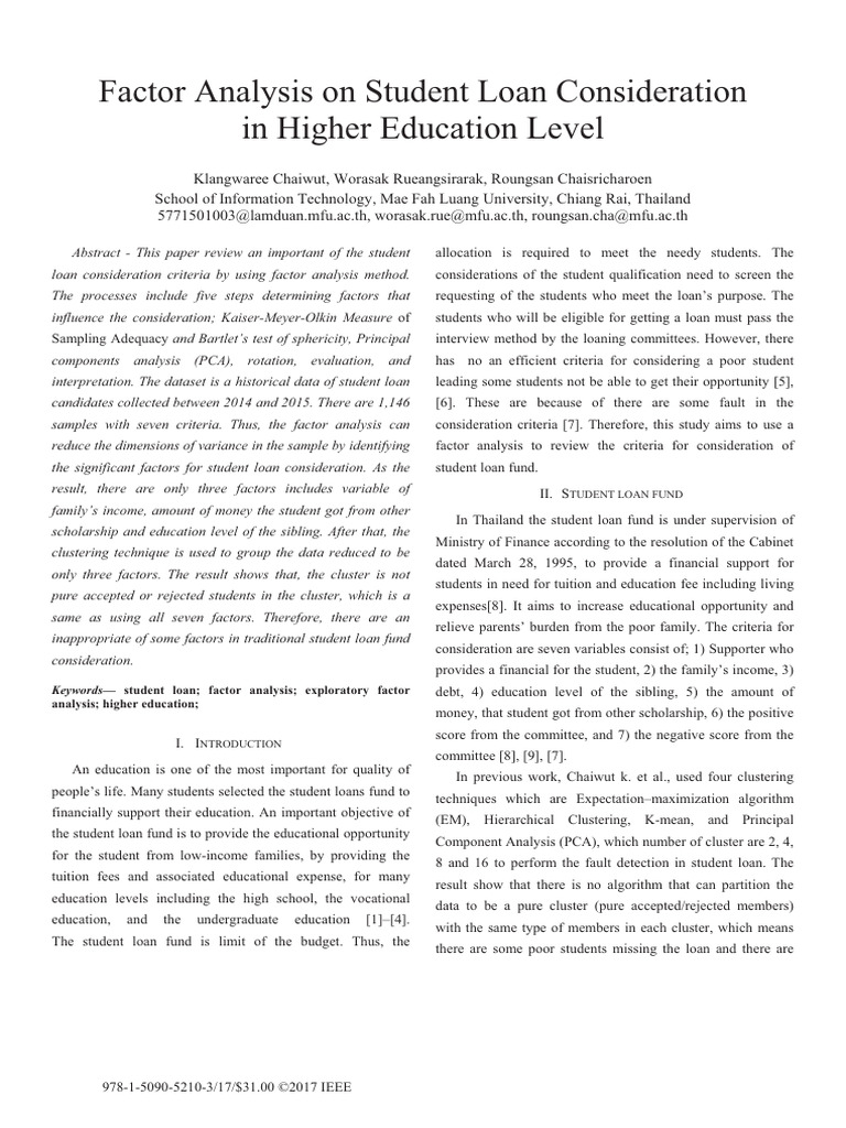 Factor Analysis On Student Loan Anlysis | PDF | Factor Analysis ...