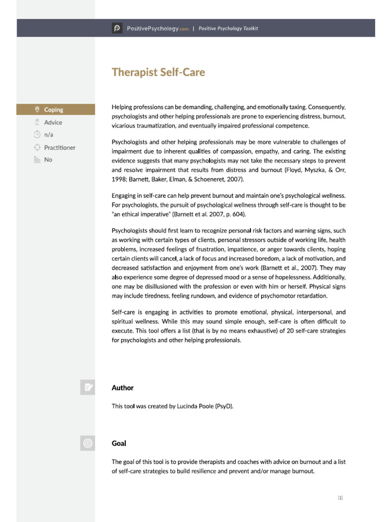 Therapist Self-Care | PDF
