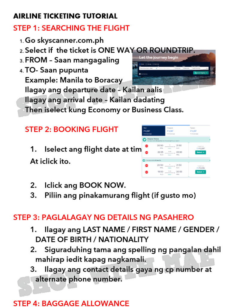 Airline Ticketing Tutorial (Shop With Mae) | PDF