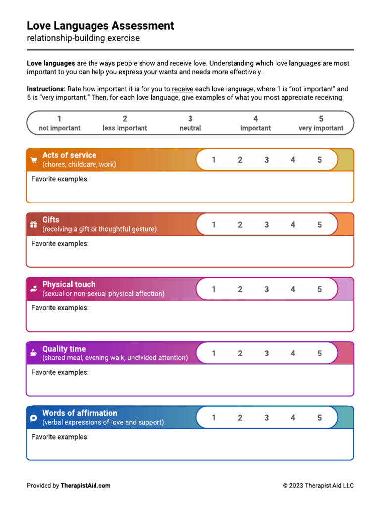 Love Languages Worksheet | PDF