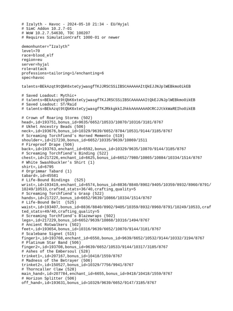 # Izalyth - Havoc - 2024-05-10 2134 | PDF | Games & Activities