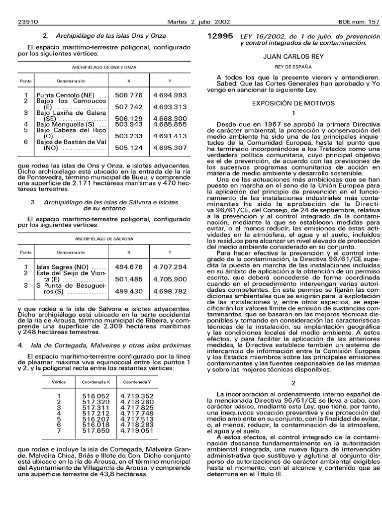 Ley 16-2002 (IPPC) | PDF